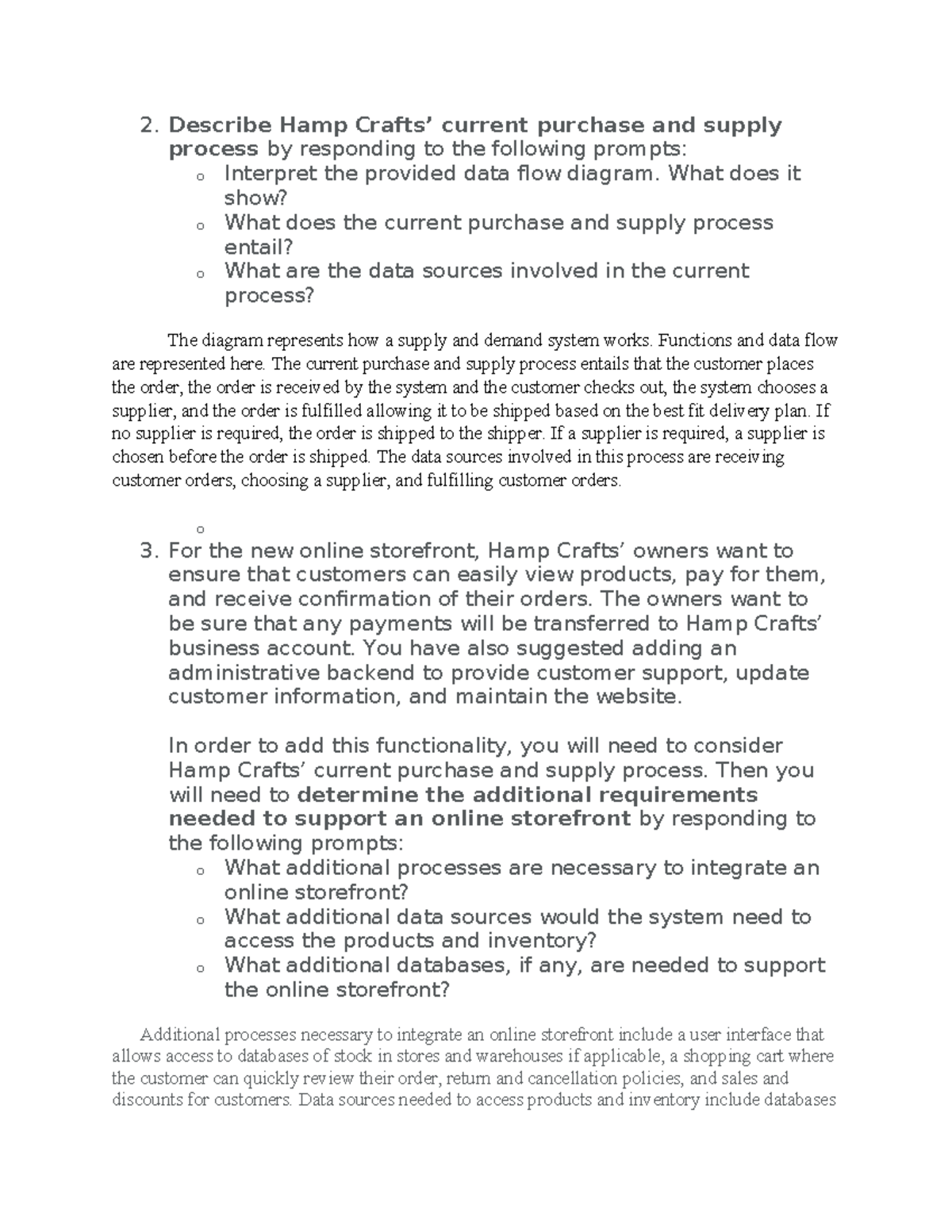 CS 255 Module Three Assignment: Analyzing Hamp Crafts' Supply Process ...