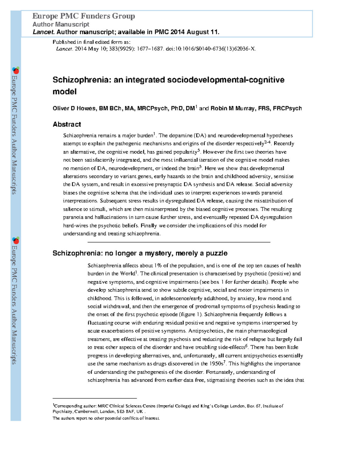Modelo cognitivo en esquizofrenia - Schizophrenia: an integrated ...