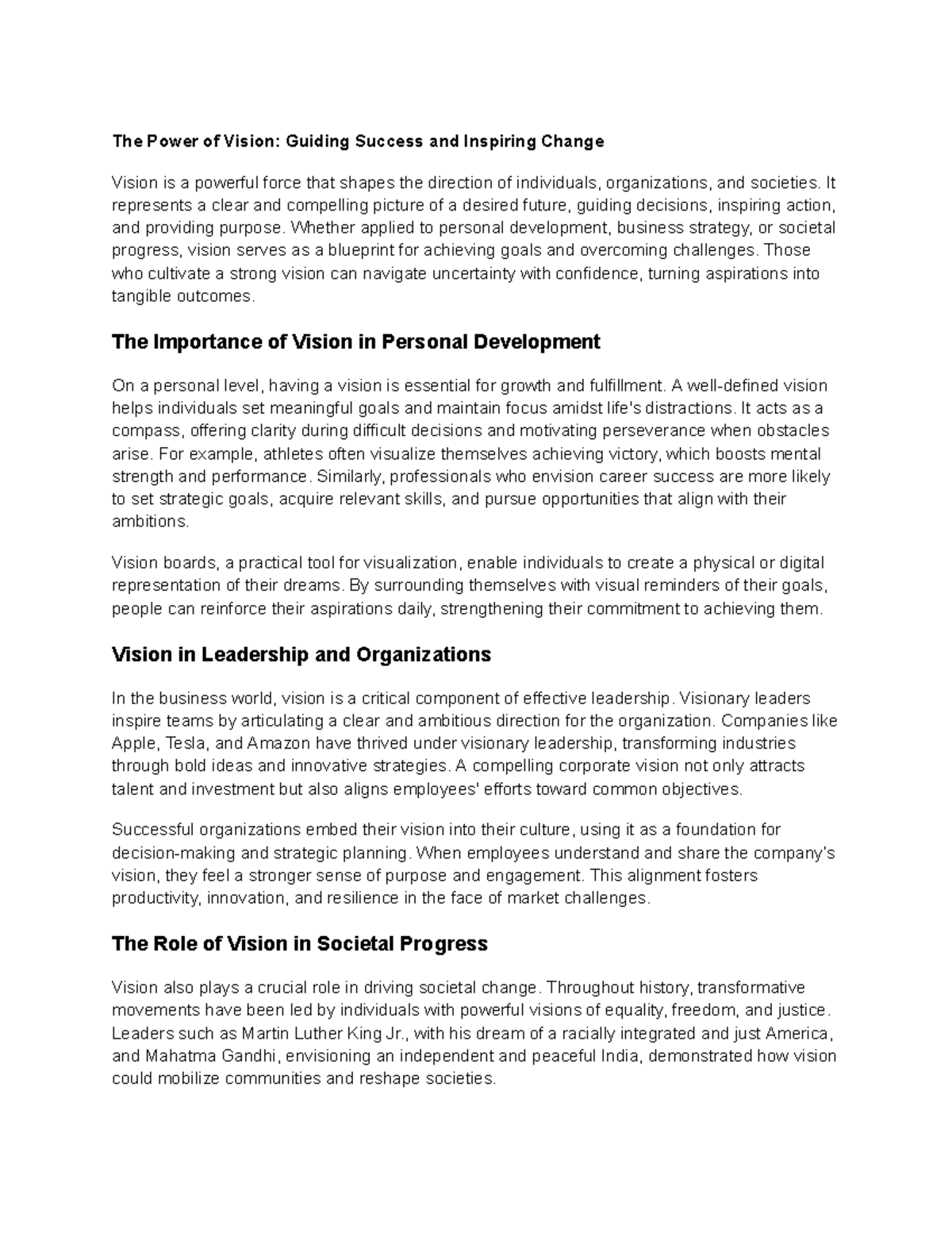 The Power of Vision Guiding Success and Inspiring Change - It ...