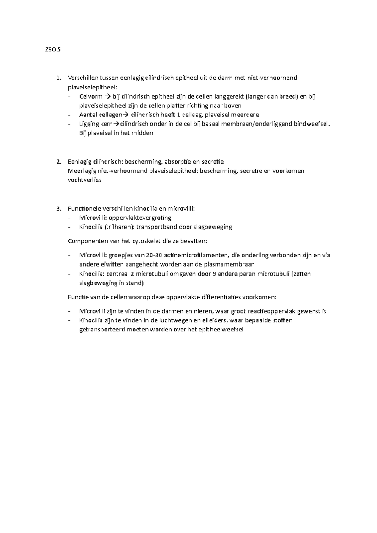 ZSO 5 Epitheel en Klieren: Functies, Kenmerken en Classificatie ...