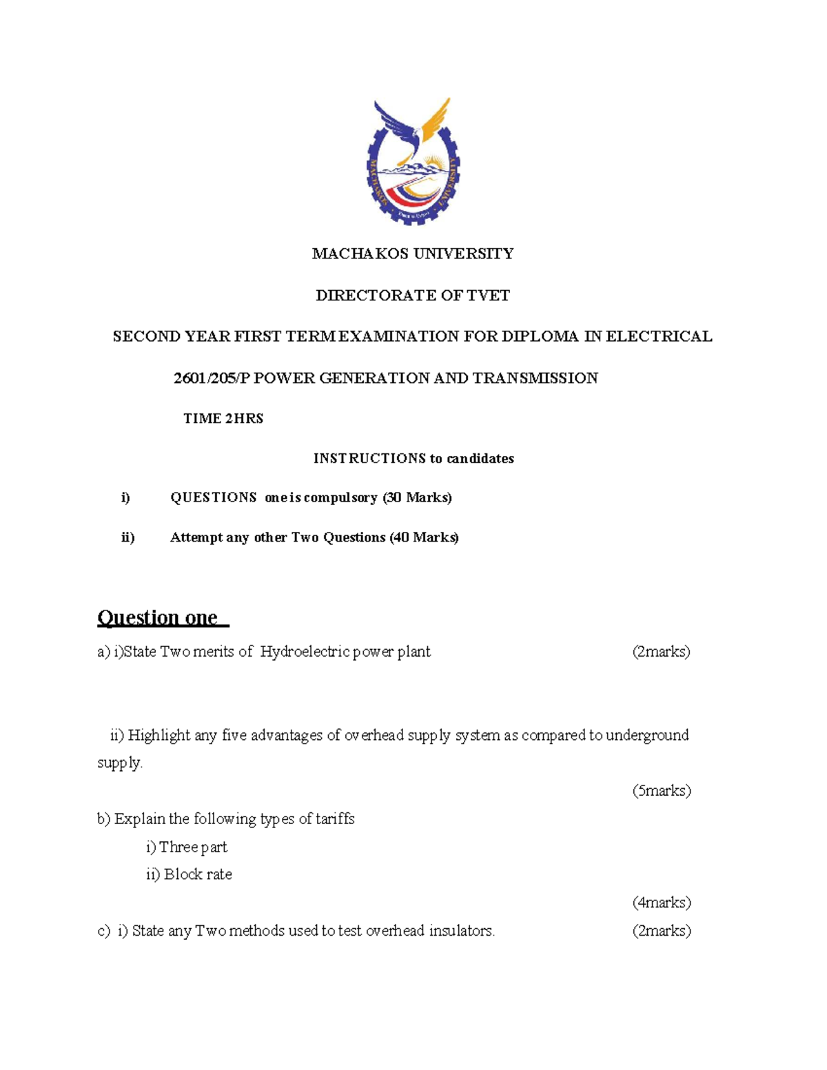 Power Generation MOD 2 Final Exam 2026: Electrical Power Systems - Studocu