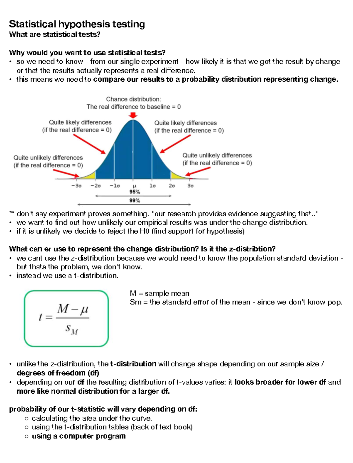 PSYC0006 - Comprehensive Notes on Hypothesis Testing Techniques - Studocu