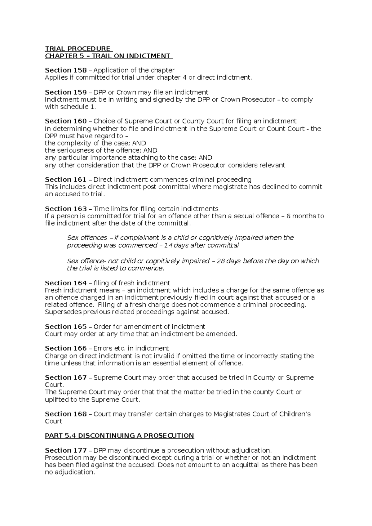 Trial Procedure: Key Sections and Guidelines (Legal Studies) - Studocu
