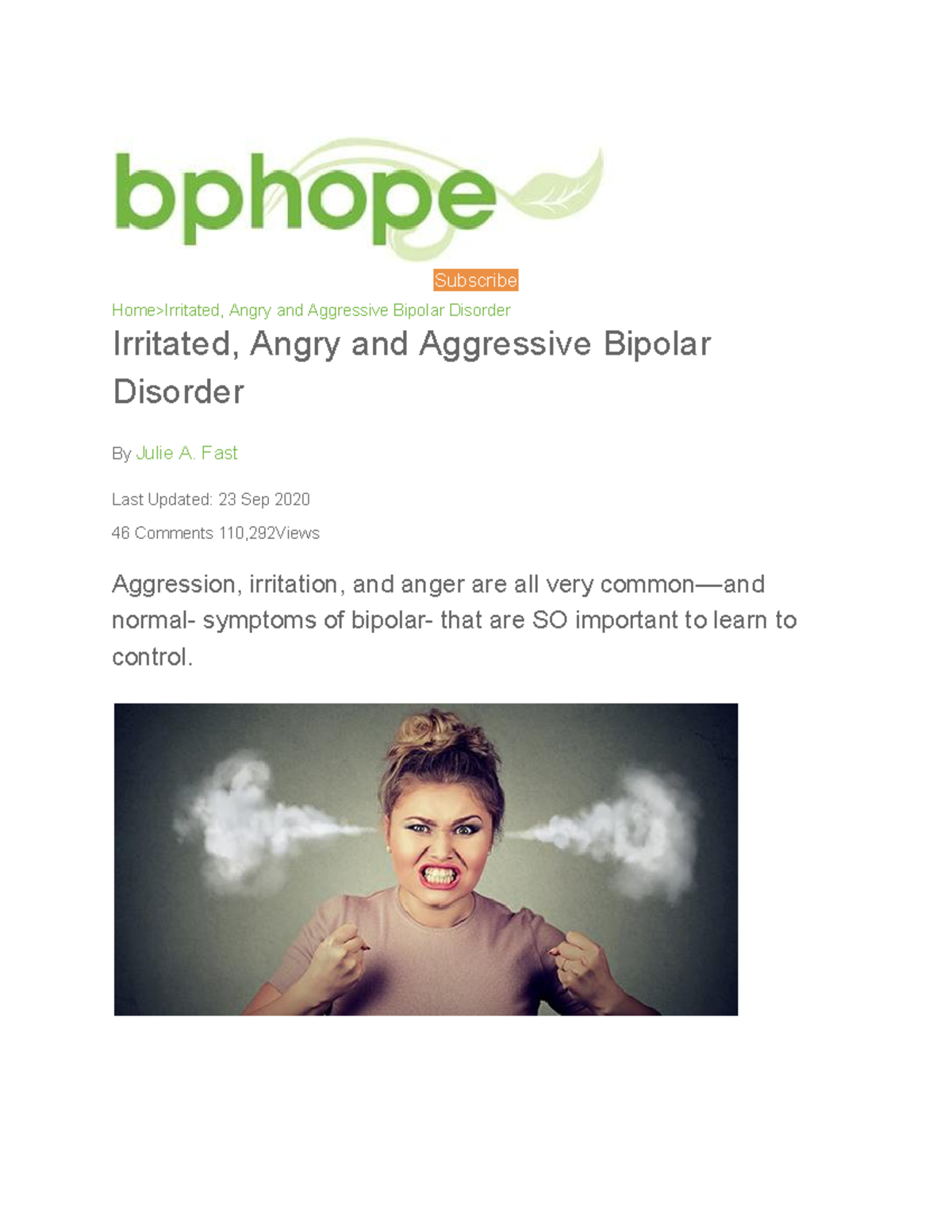 Irritated, Angry and Aggressive Bipolar Disorder - Subscribe Home ...
