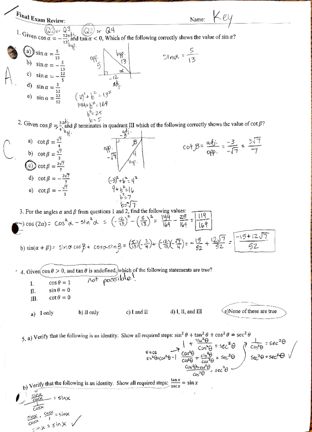 AP Precalculus Final Exam Review: Polar Coordinates Preparation - Studocu