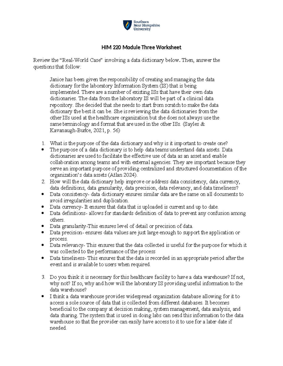 HIM 220 Module Three Worksheet - HIM 220 Module Three Worksheet Review ...