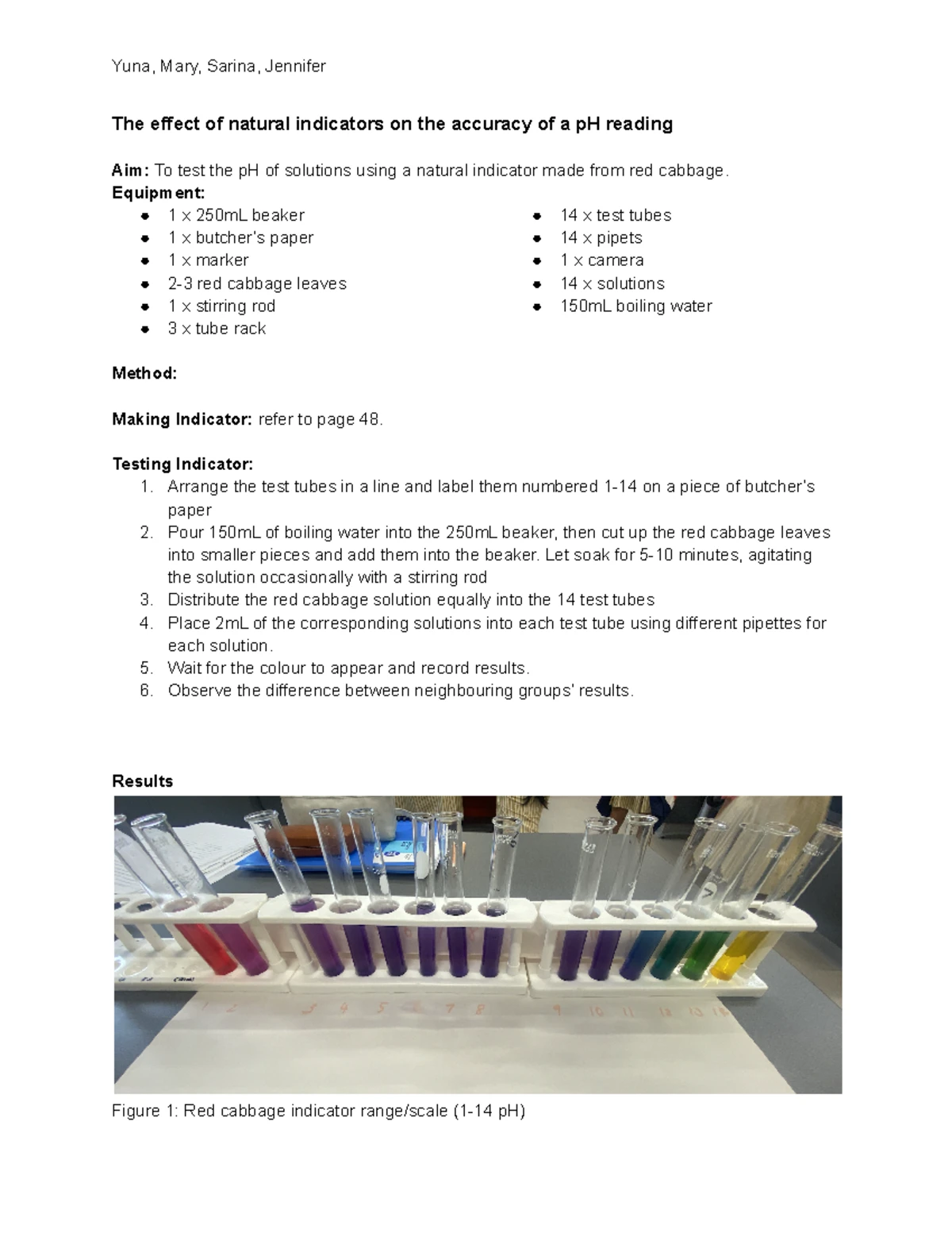 Practical 1 - Testing Natural Indicators for pH Levels - Studocu