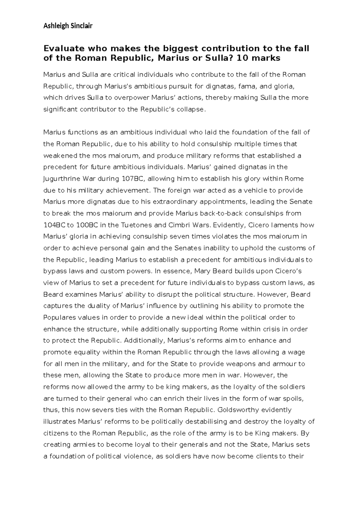 Ancient Formative: Evaluating Marius and Sulla's Role in Roman Republic ...