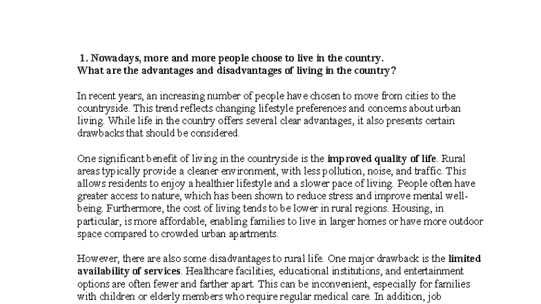 B2 GTVT: Advantages and Disadvantages of Living in Urban vs. Rural ...