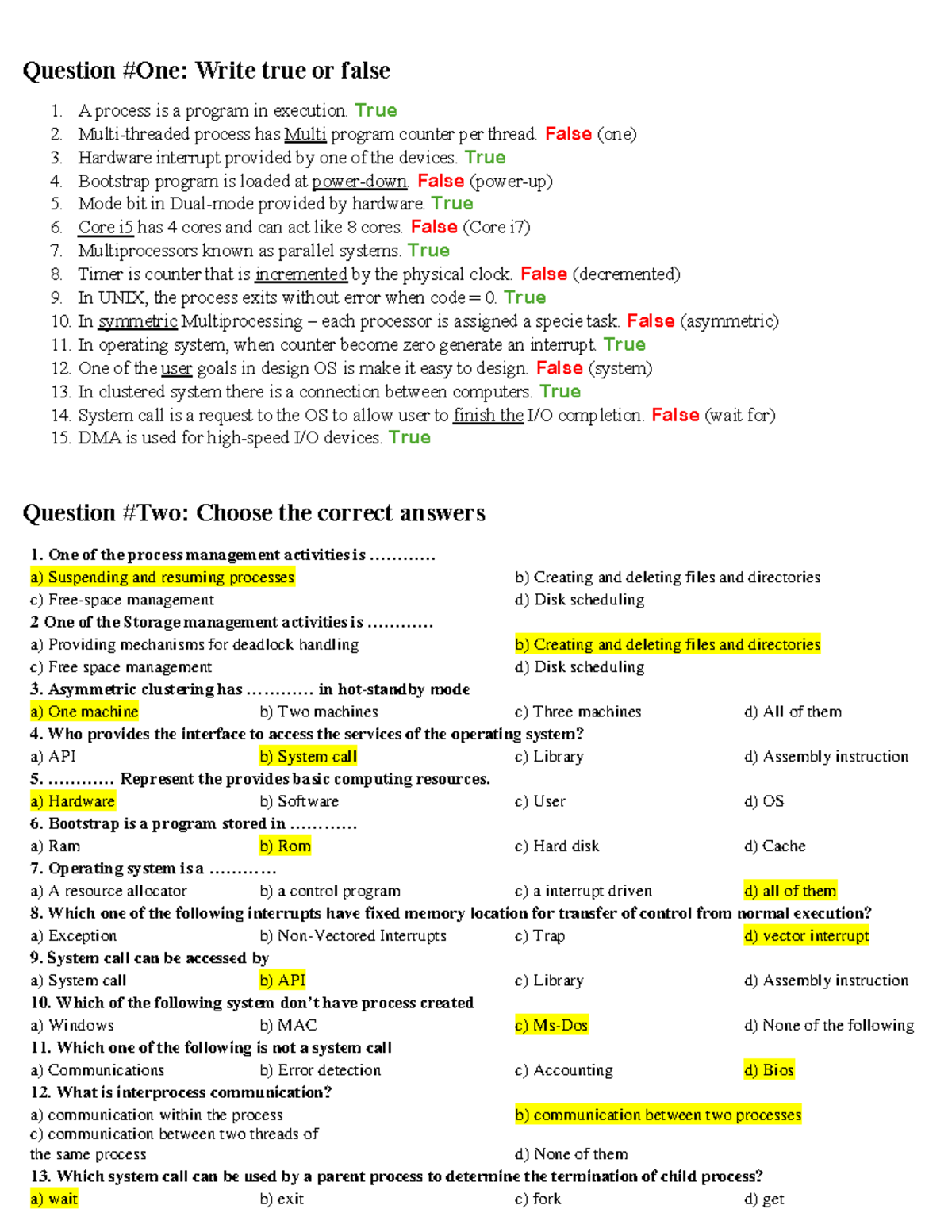 Operating System Final Exam Questions and Answers 22-23 - Studocu