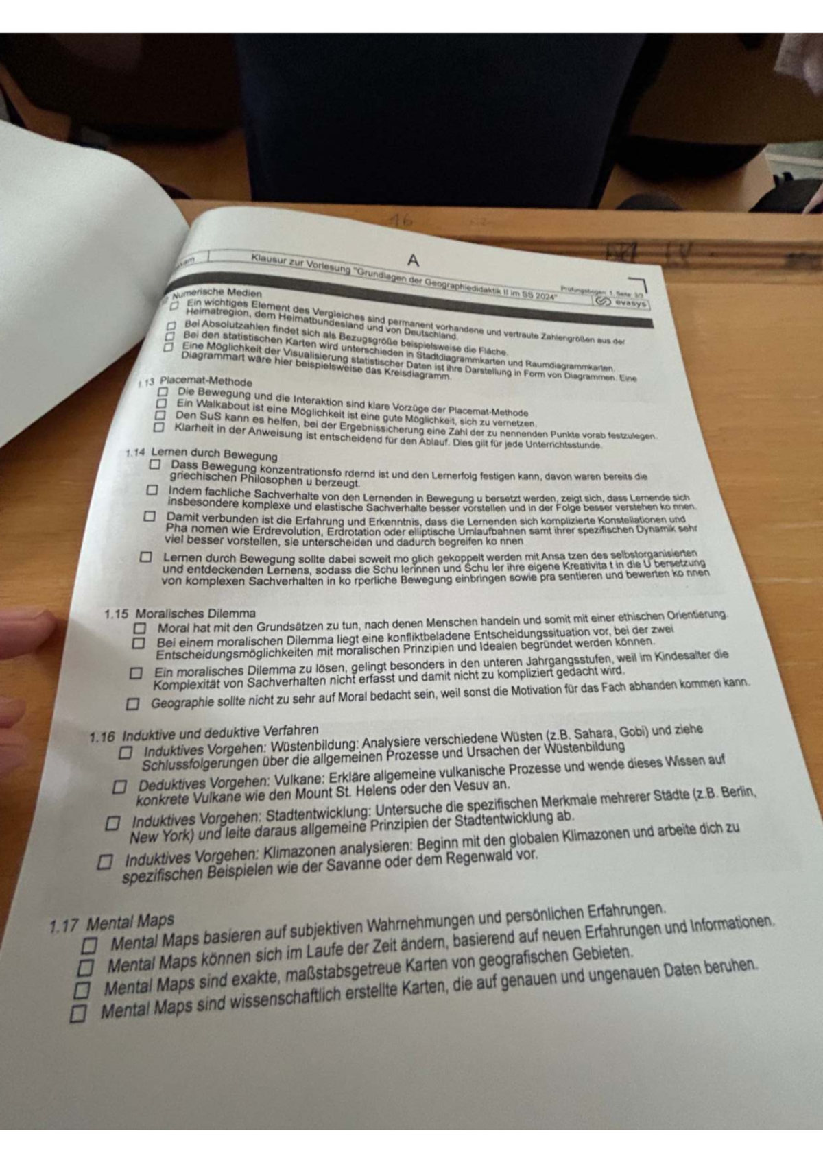 Klausur Geographiedidaktik II SS 24: Prüfungsbogen Teil 3 - Studocu