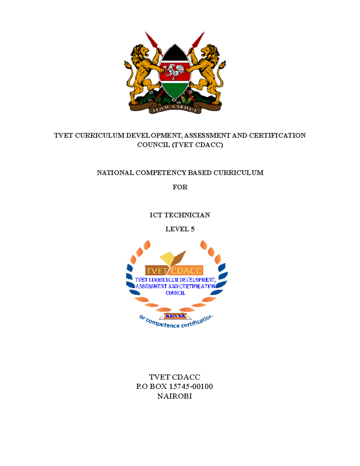 Occupational Standards for ICT Technician Level 5 Curriculum - Studocu