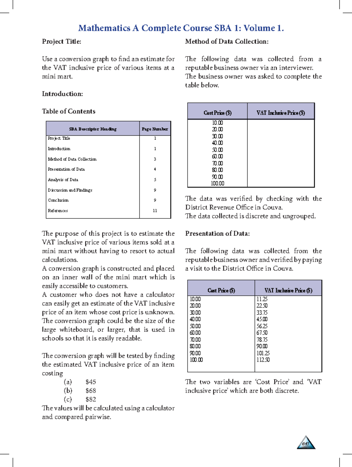 CSEC MATH Project: Estimating VAT Prices Using Conversion Graphs - Studocu