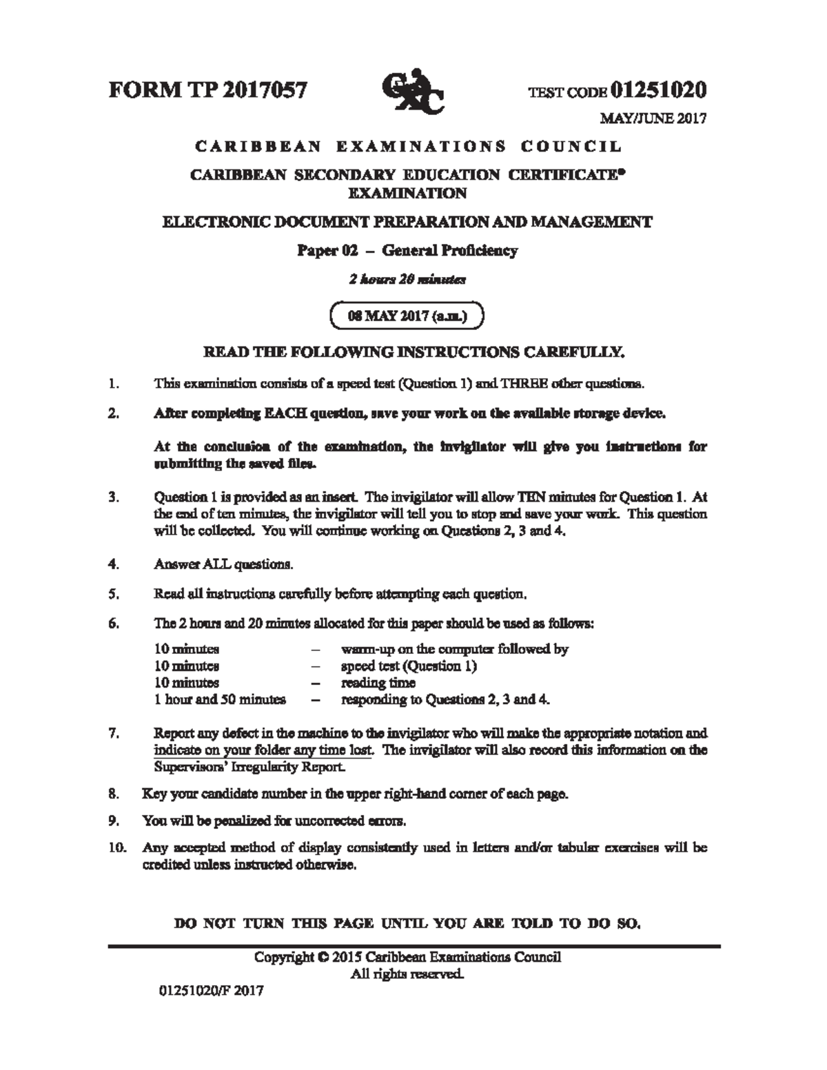 EDPM P2 2019 - Analysis of CSEC Paper 2 Exam Questions - Studocu