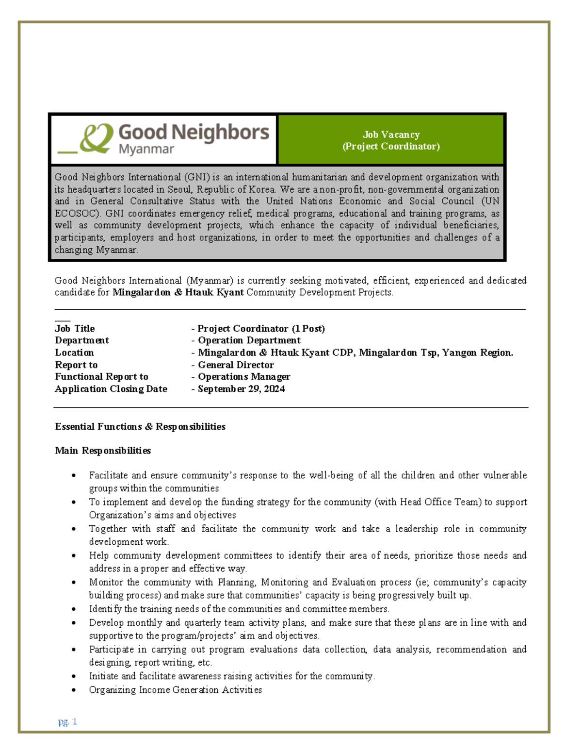 GNI Application Form - PC MGD HKT CDP - Job Vacancy (Project ...