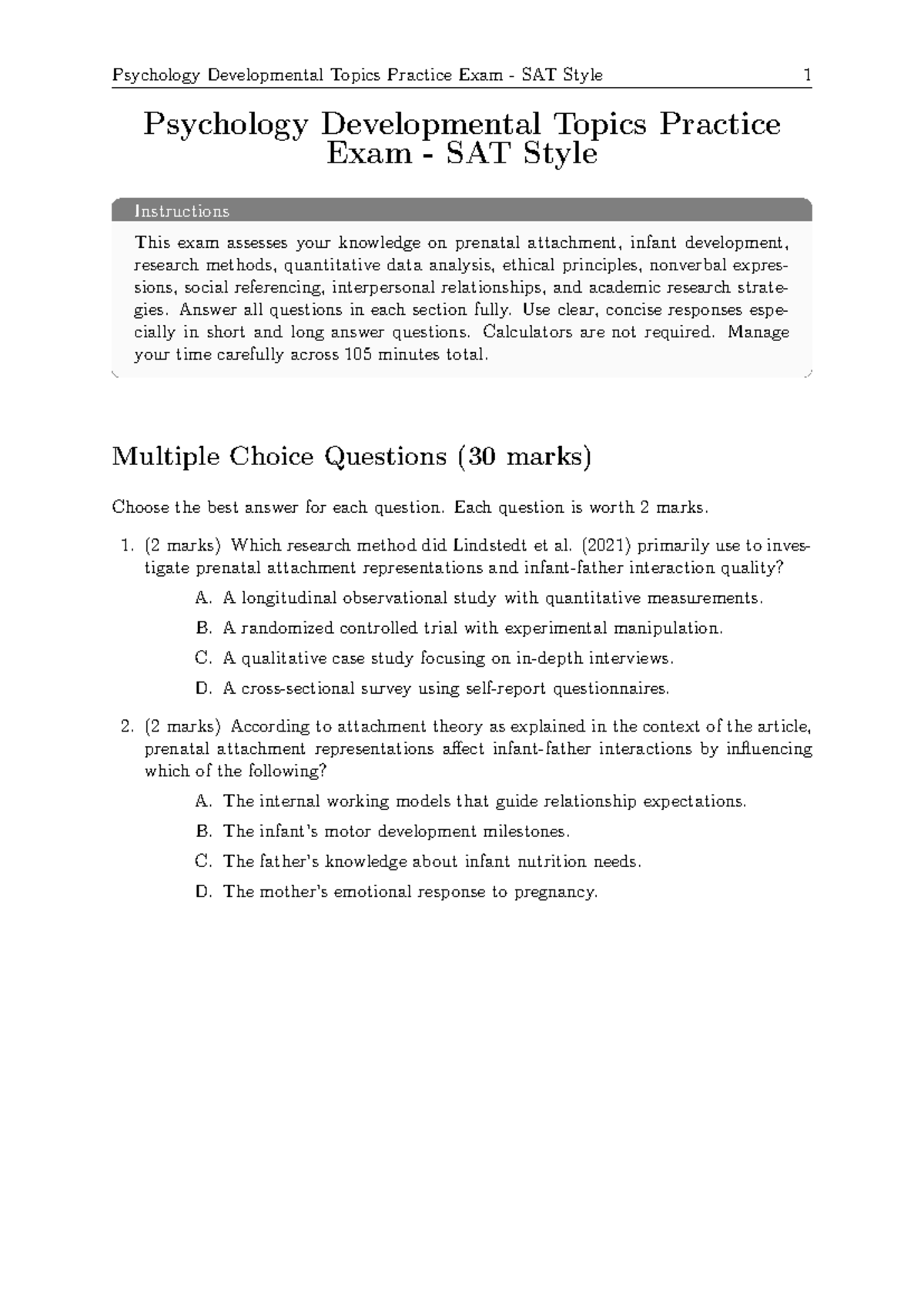 C PSYC 2700 Final Exam: Developmental Psychology Practice Test - Studocu