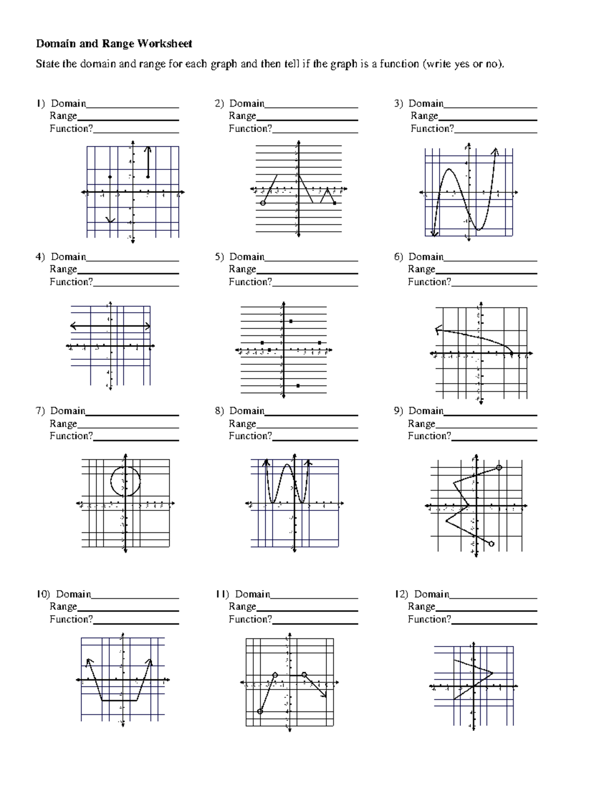 Domain and Range Practice Worksheet for Functions Analysis - Studocu