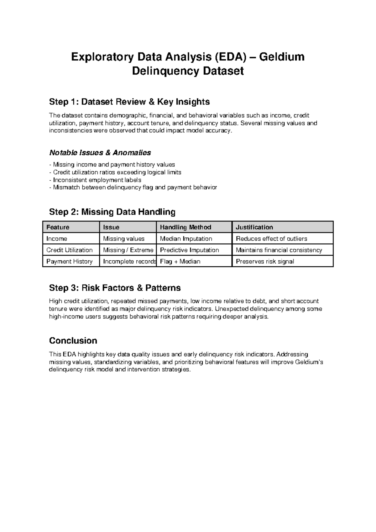 Geldium EDA Report: Key Insights & Data Quality Issues - Studocu