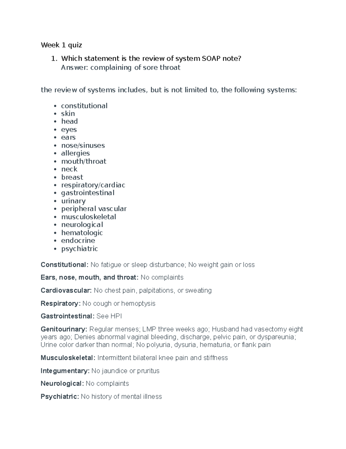 Week 1 quiz - week1 quiz - Week 1 quiz 1. Which statement is the review ...