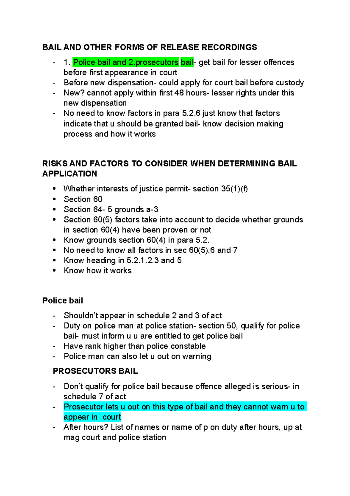 BAIL & Release Procedures: Key Factors & Risks Overview - Studocu