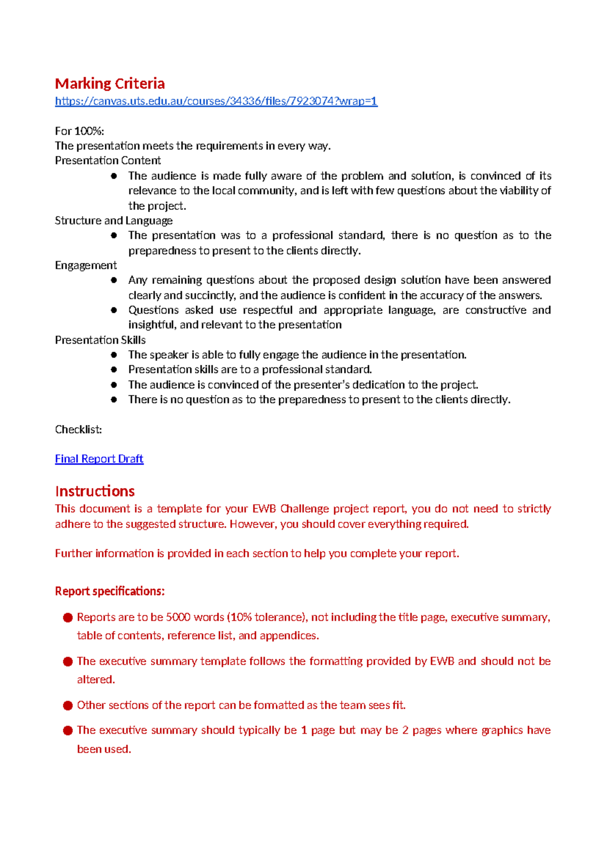 Final Report Template: EWB Challenge - Saibai Alarm Project - Studocu