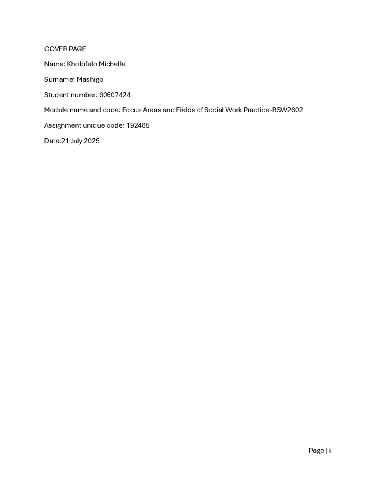 BSW2602 Assignment 2: Functions of Social Workers & Substance Use ...