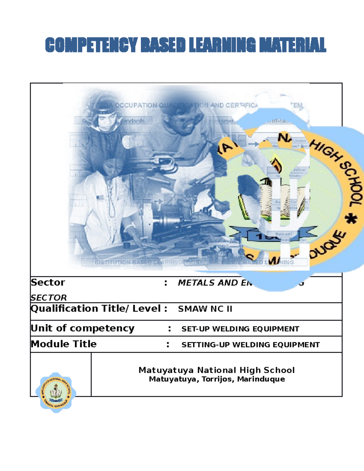 7. CBLM SMAW NC II - Setting Up Welding Equipment Guide - Studocu