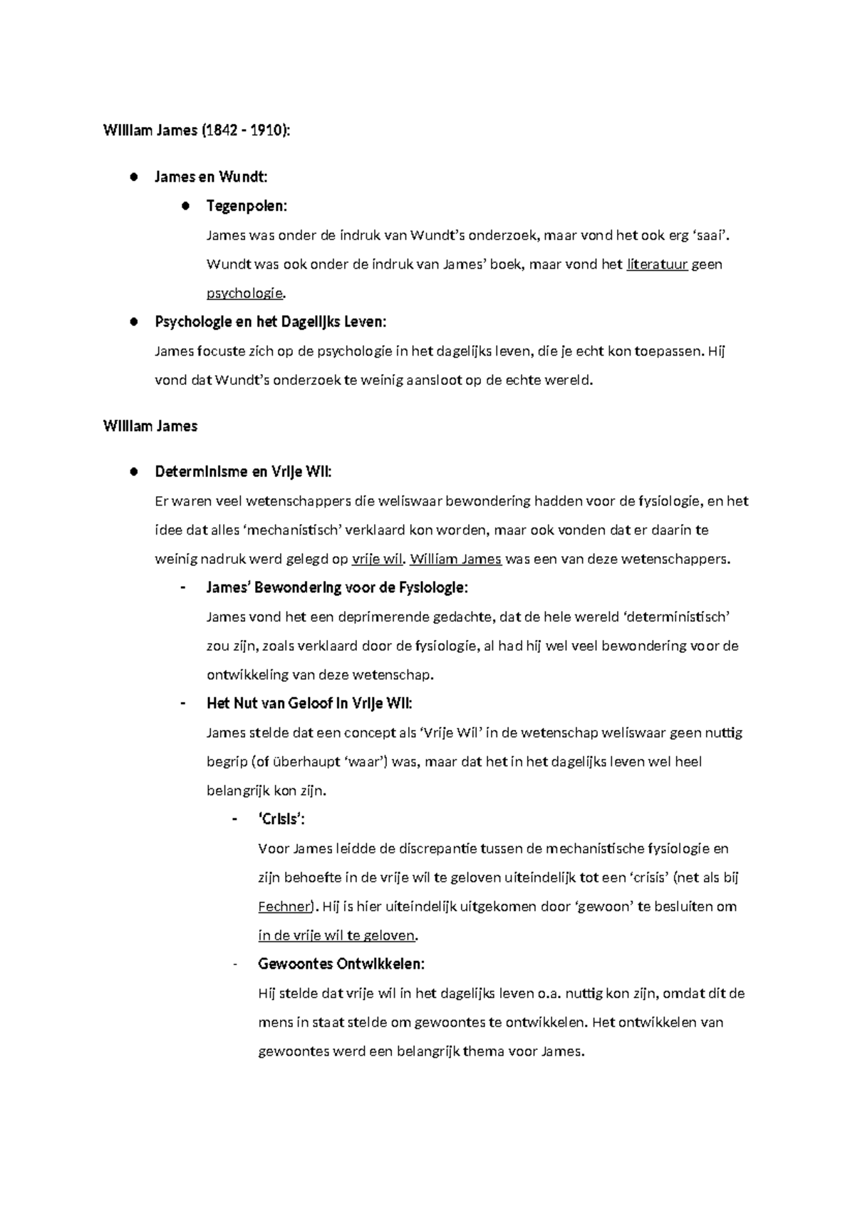 College 4 Geschiedenis van de Psychologie H8-H9: William James en het ...