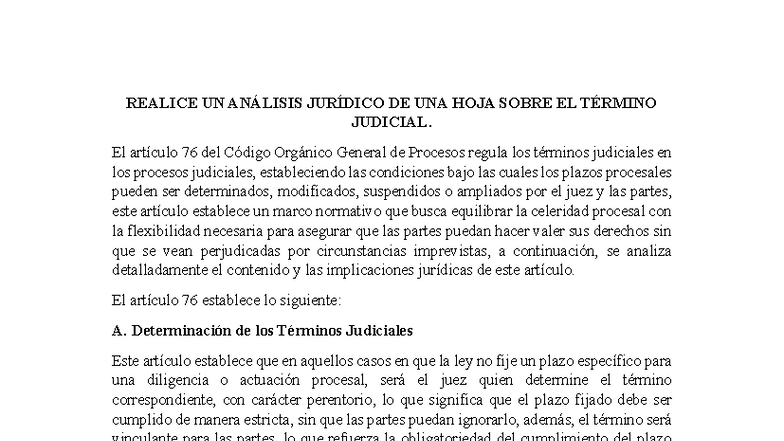 Análisis Jurídico del Artículo 76 del Código Orgánico General de ...