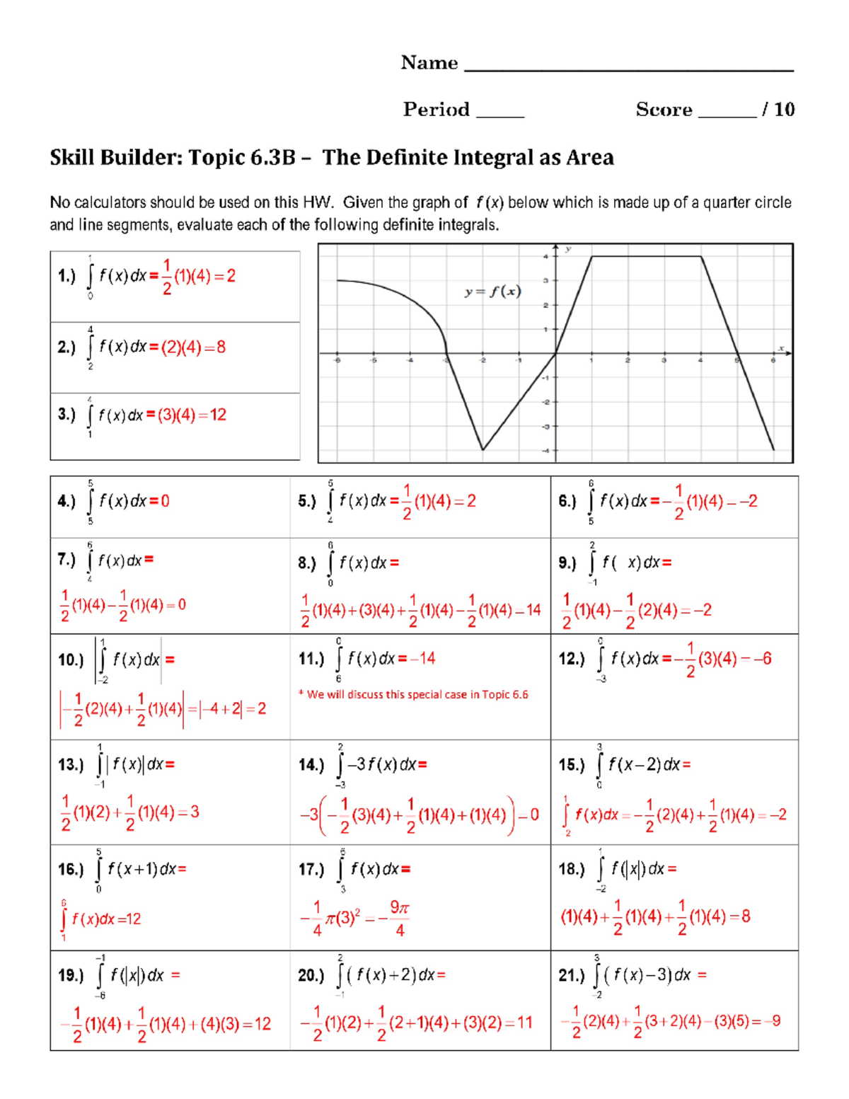 Topic 6.3B: The Definite Integral as Area - Solutions Guide - Studocu