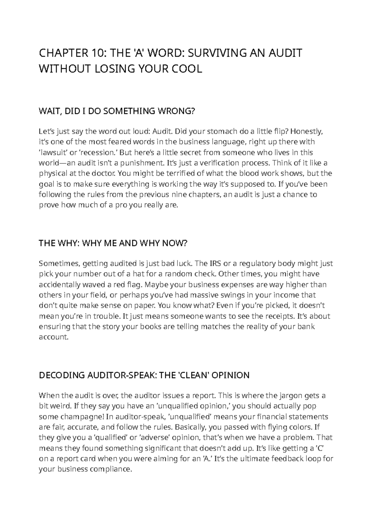 CHAPTER 10: SURVIVING AN AUDIT WITHOUT LOSING YOUR COOL - Studocu
