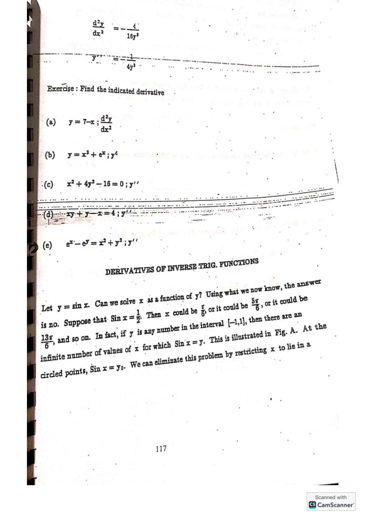 MATH 101: Derivatives of Inverse Trig Functions Exercise - Studocu