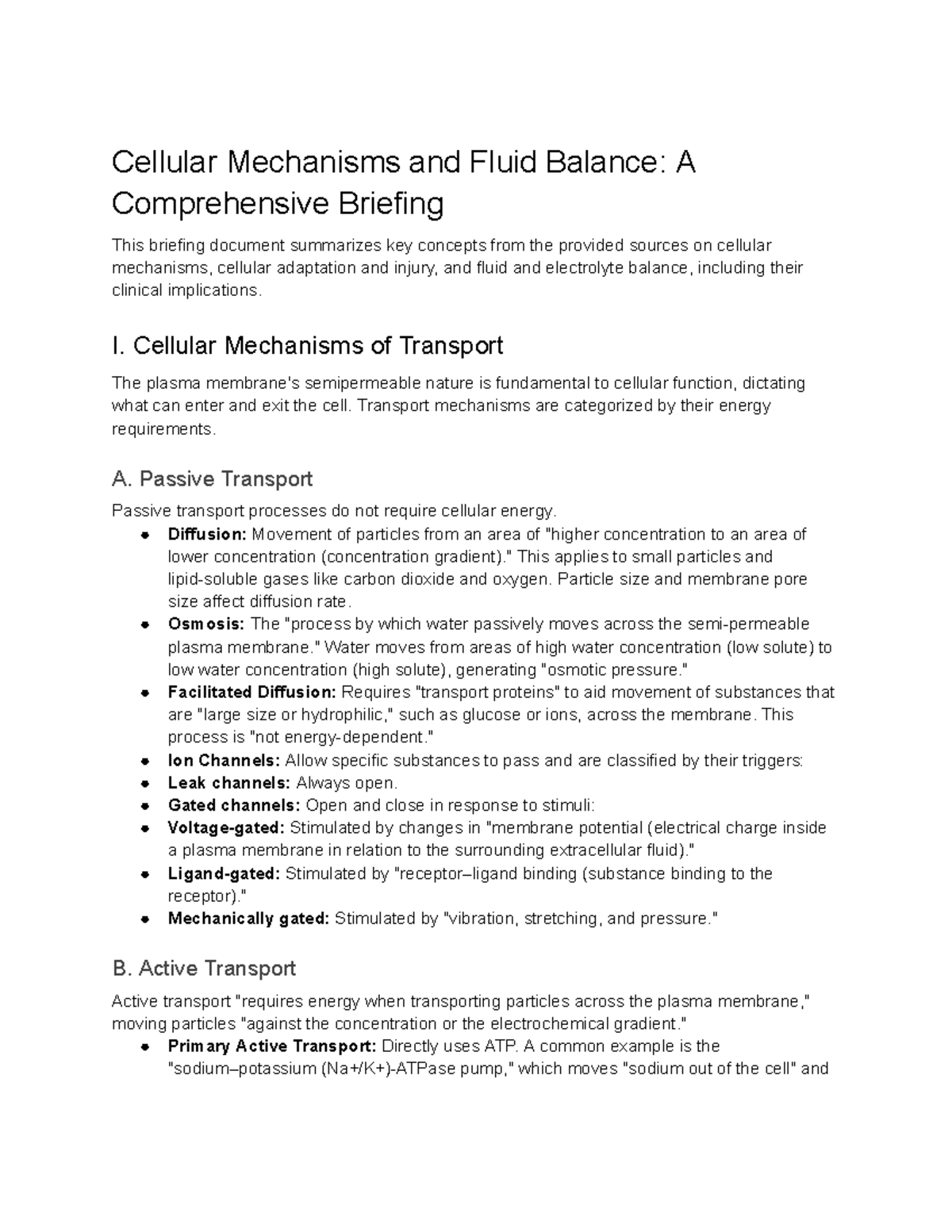 Cellular Dynamics and Fluid-Electrolyte Balance: Key Mechanisms ...