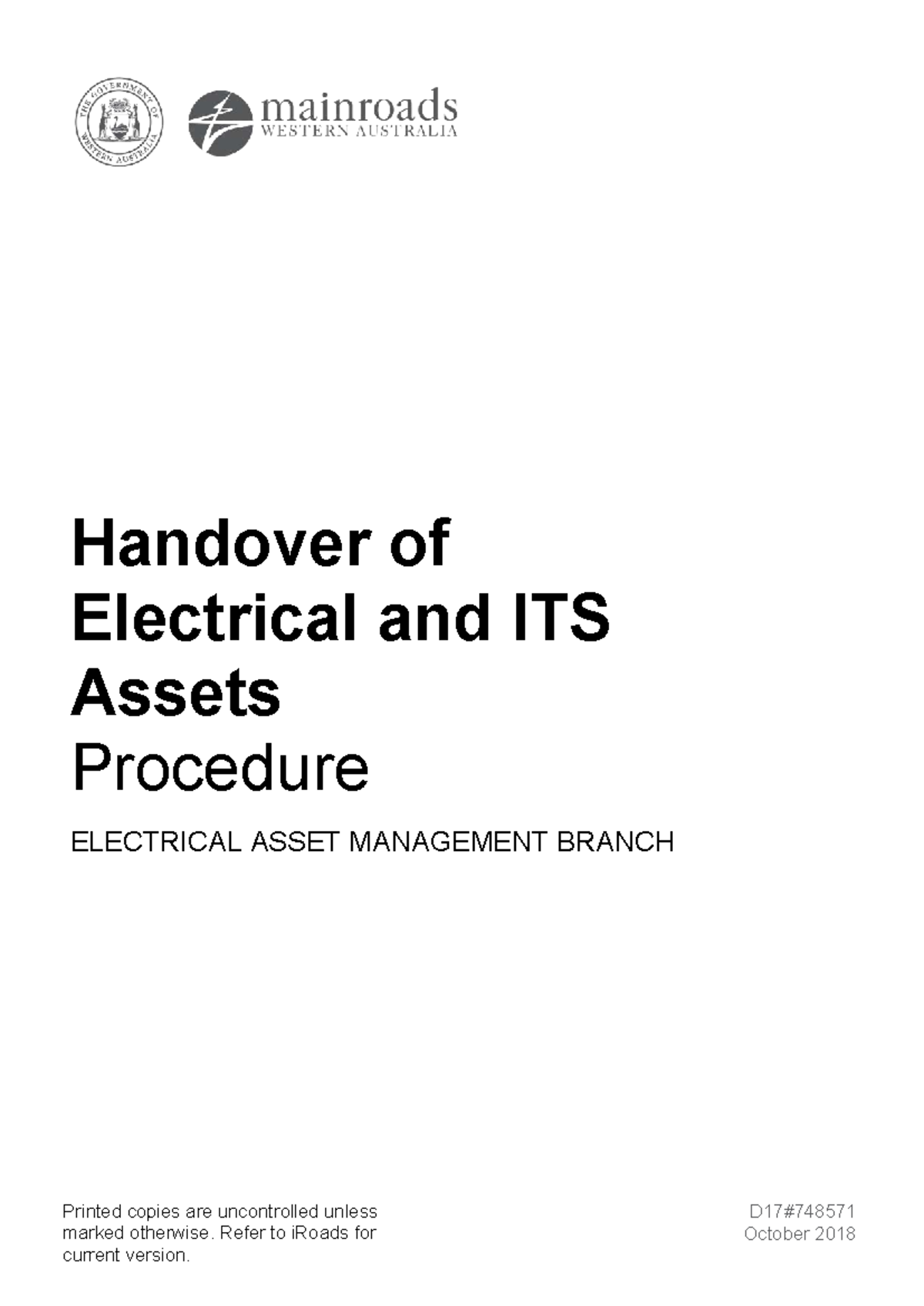 Handover Procedure for Electrical & ITS Assets EAMB - Oct 2018 - Studocu