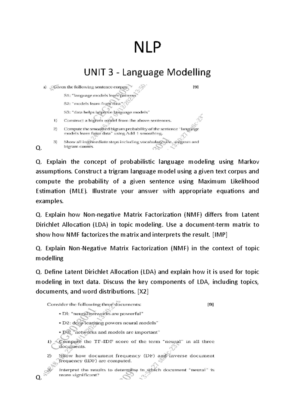NLP QB - Study Material on Language Modeling & Information Retrieval ...