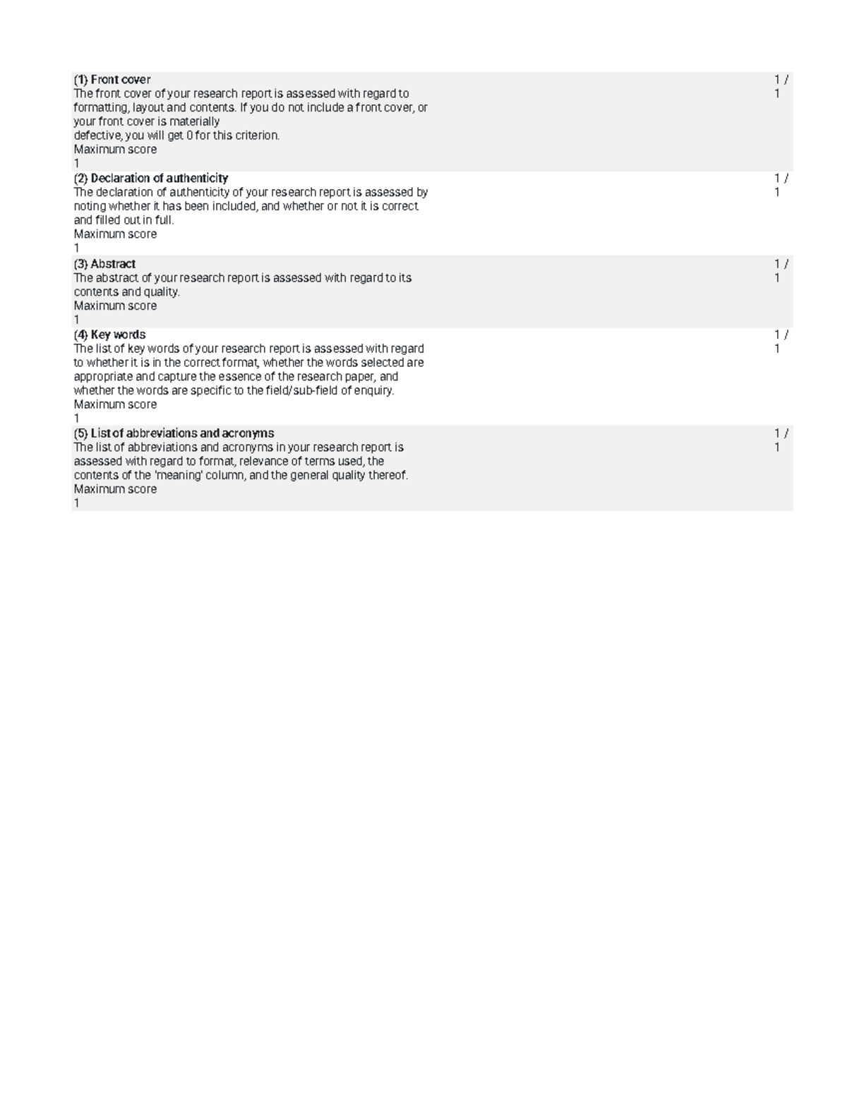 Research Report Assessment Criteria: Formatting & Content Evaluation ...