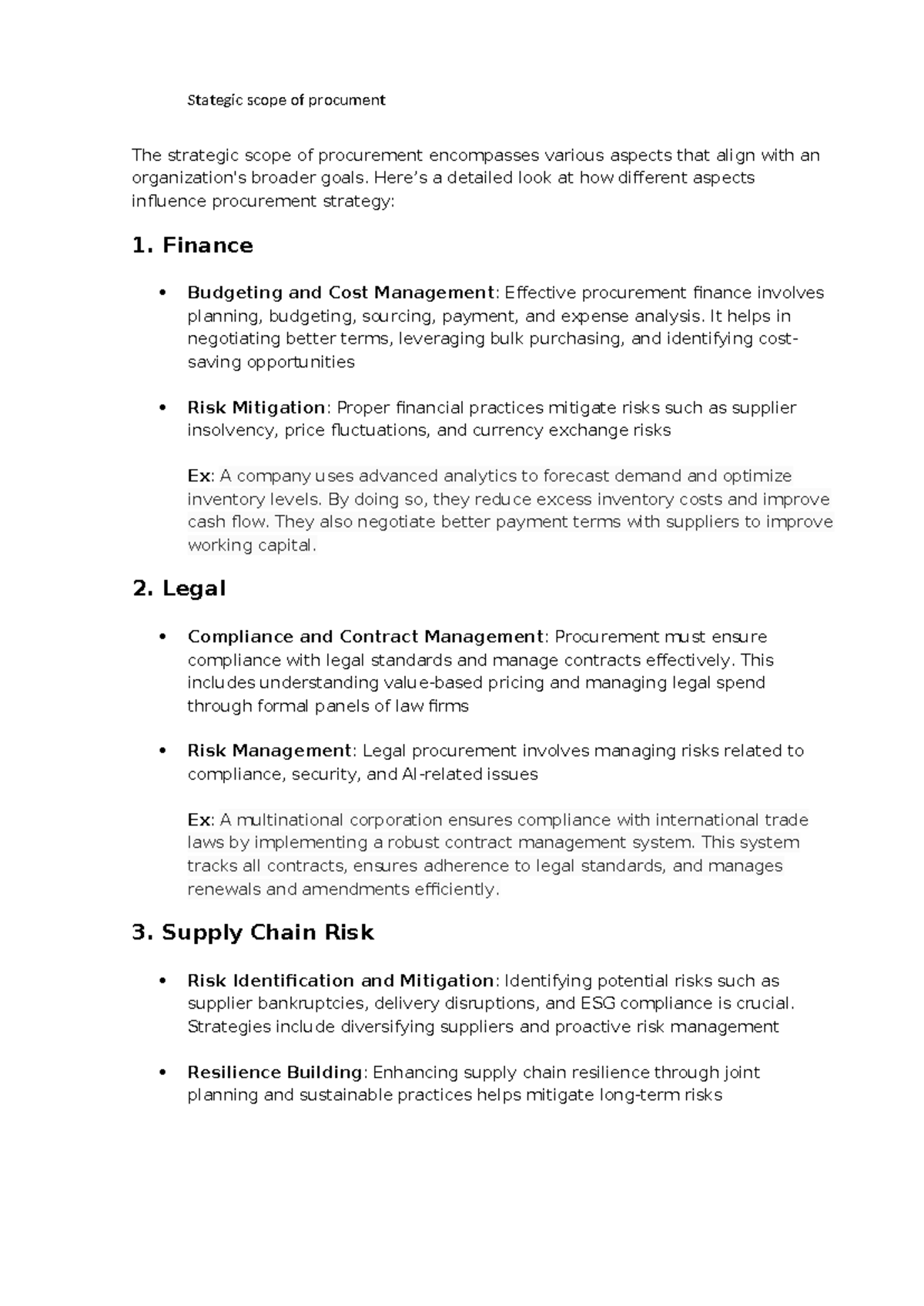 Strategic Scope of Procurement: Key Considerations and Risks - Studocu