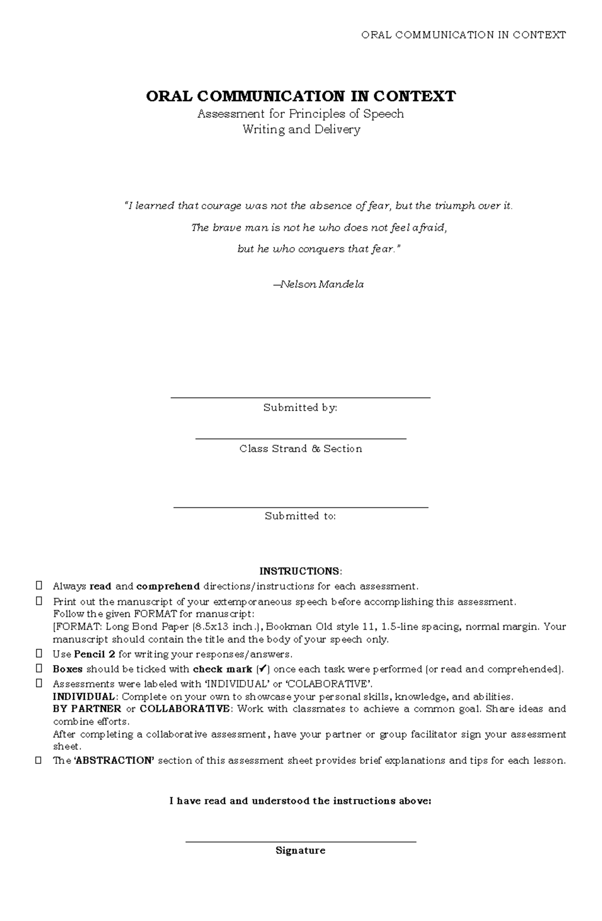 Manuscript Speech Format