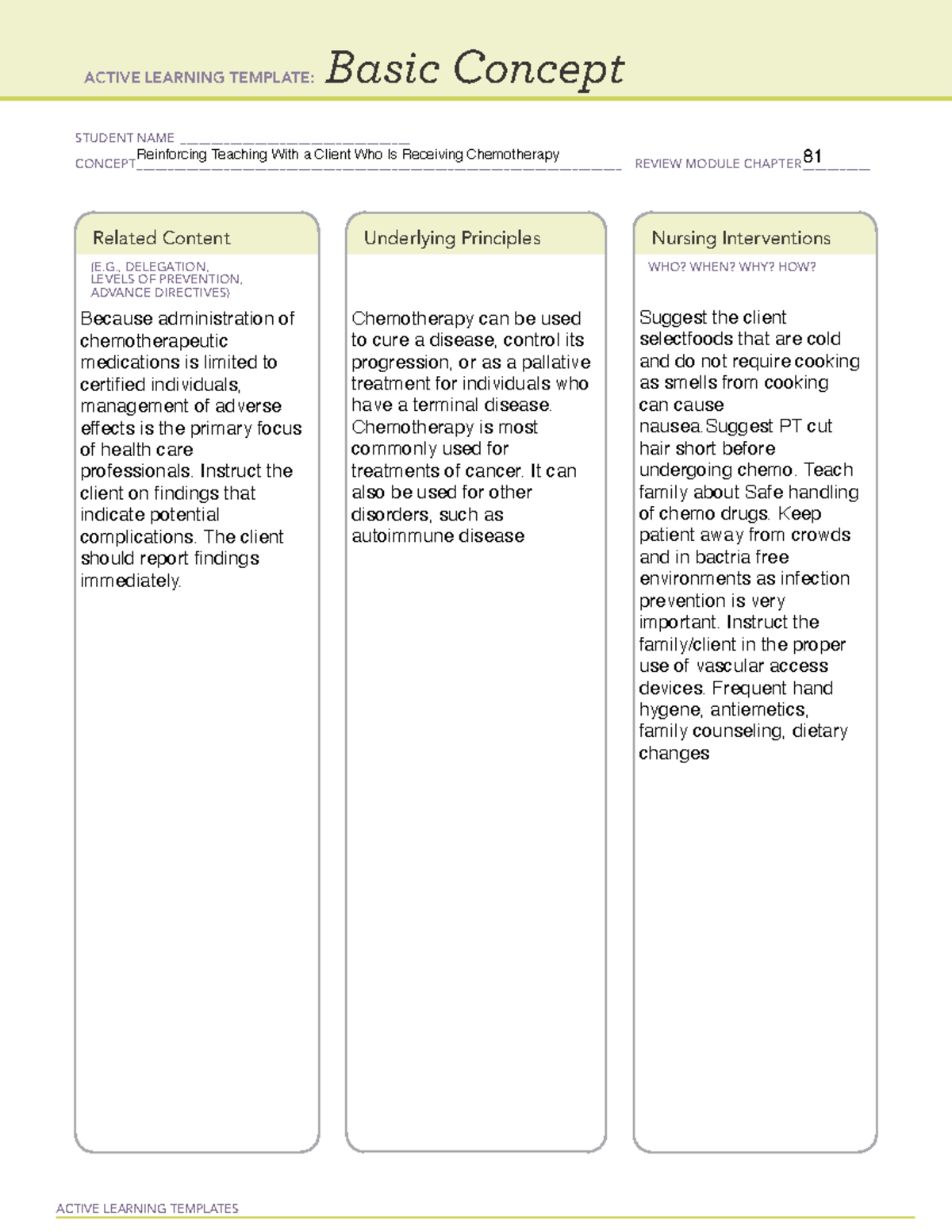 NUR 321: Reinforcing Teaching Strategies for Clients Undergoing ...
