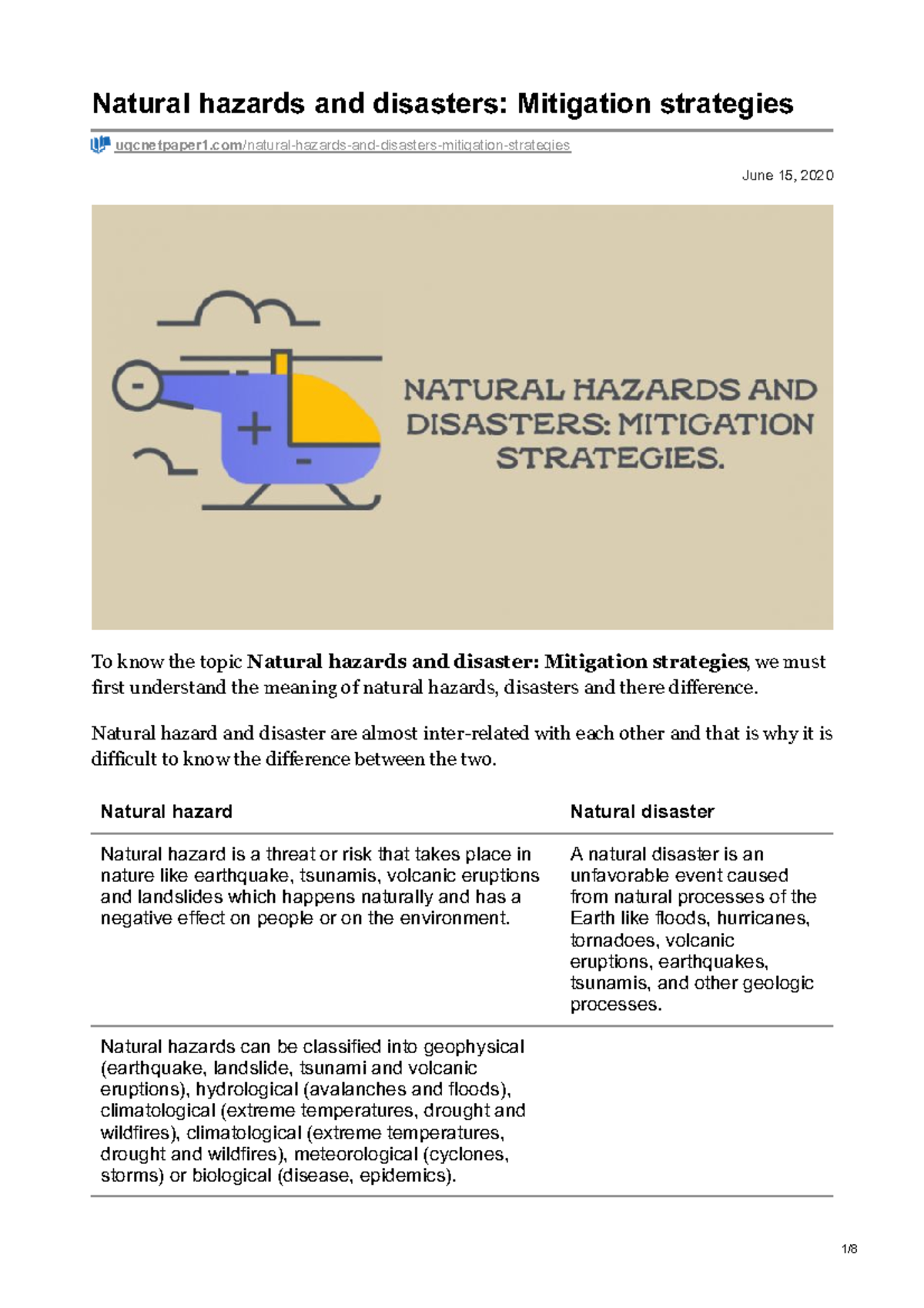 Natural hazards and disasters Mitigation strategies PE Part 6 - June 15 ...