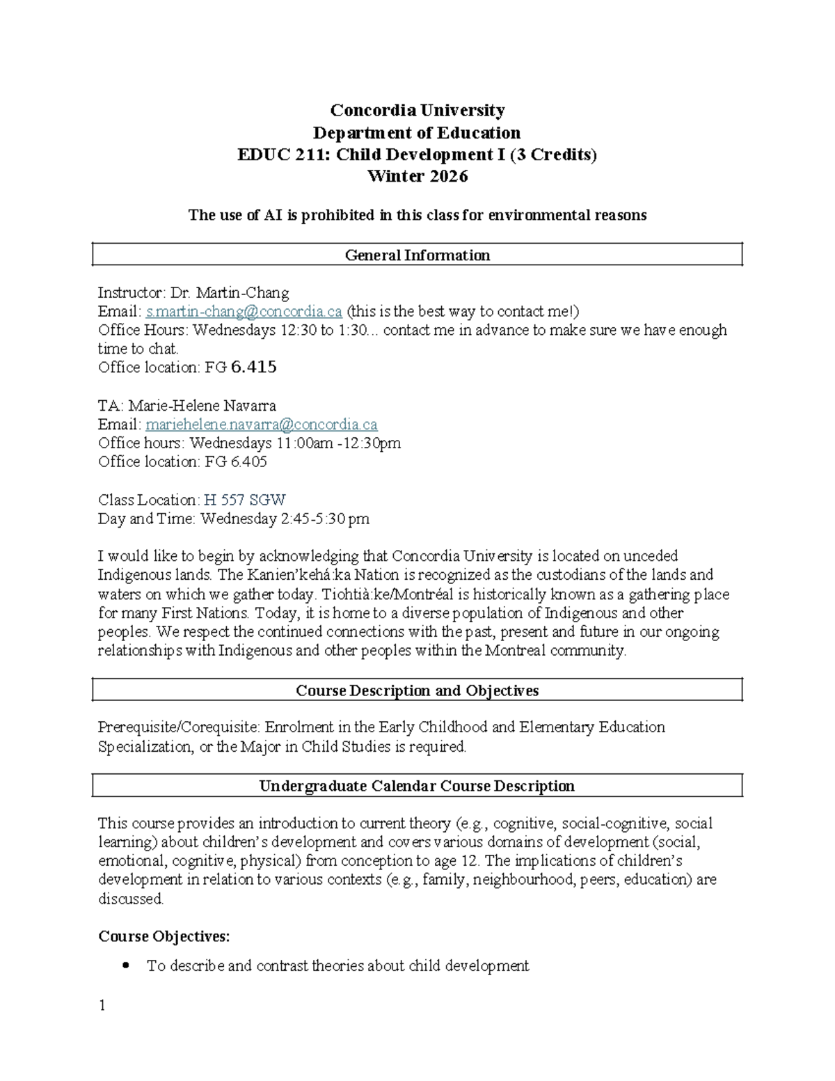 EDUC 211 Winter 2026: Child Development I Syllabus and Course Info ...