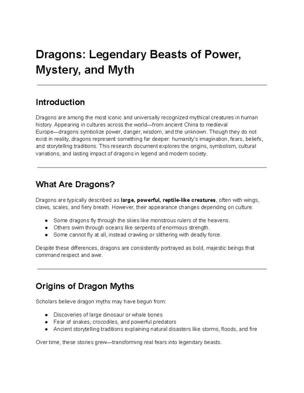 Research Paper: Dragons in Myth, Culture, and Society - Studocu