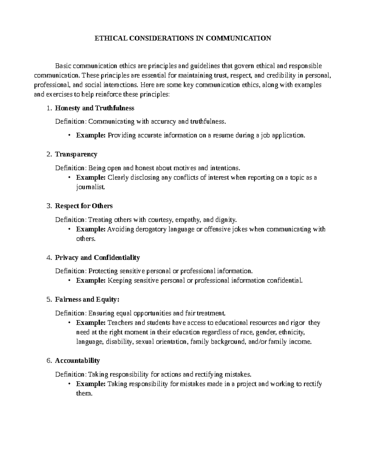 ETHICAL COMMUNICATION PRINCIPLES AND NONVERBAL CUES - Studocu