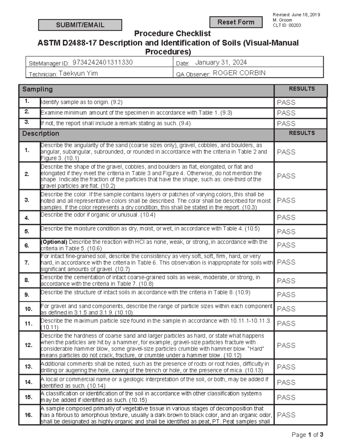 Soil Identification Procedure Checklist (ASTM 00203) - Revised 2024 - Studocu