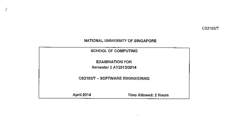 NUS SOFT ENG Exam Paper - Sem 2 2014: Loan Tracker System Design - Studocu