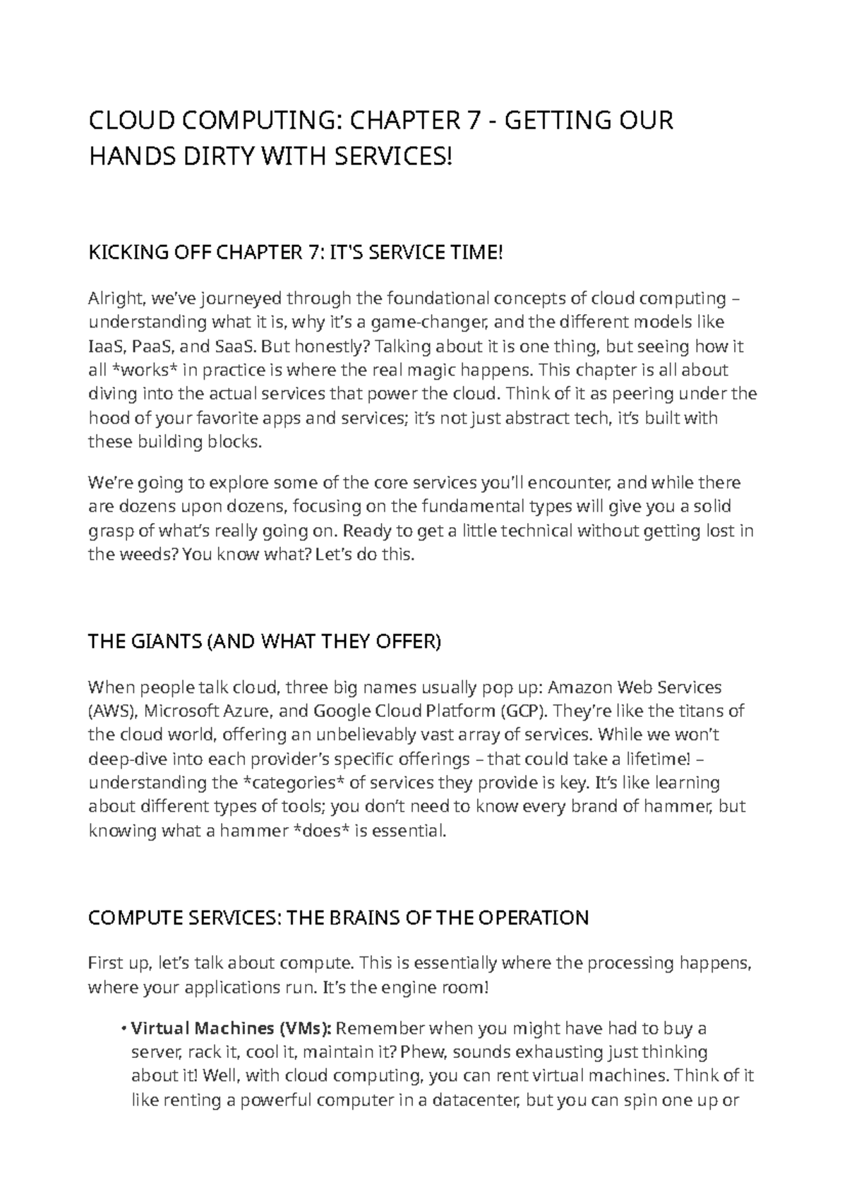 CLOUD COMPUTING (CSE 101): CHAPTER 7 - EXPLORING CORE SERVICES - Studocu