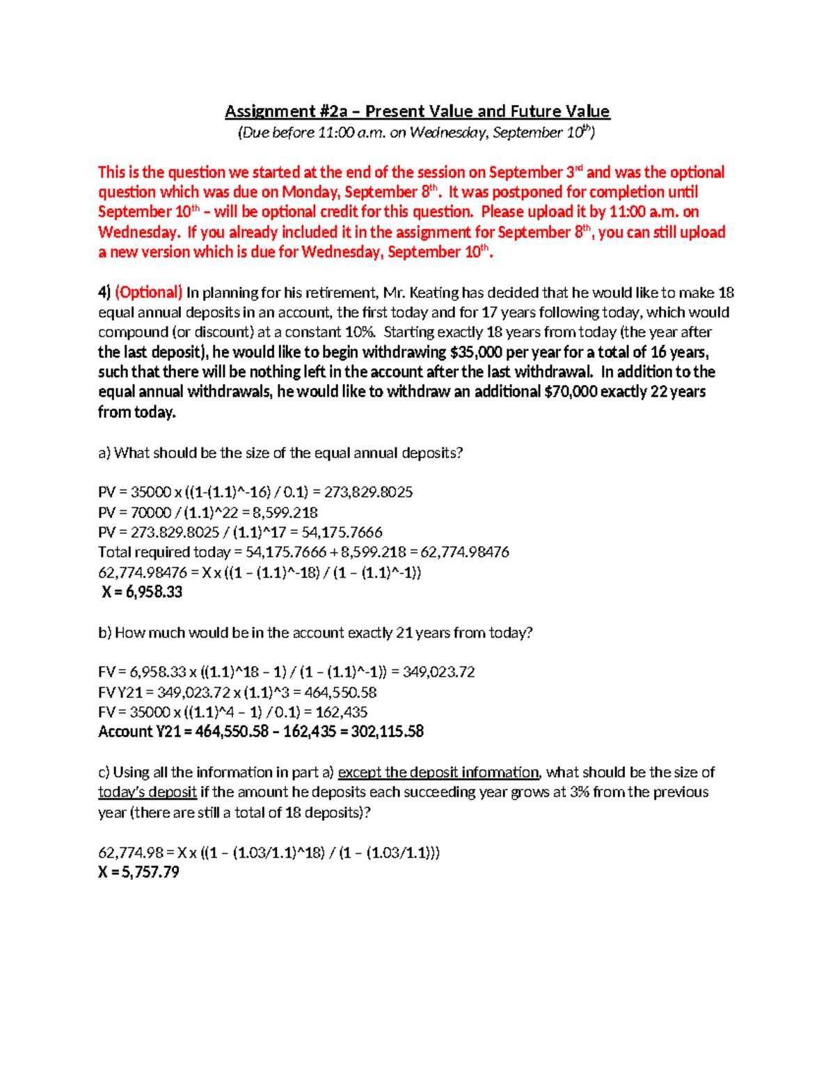 Marc H - Assignment #2A: Present & Future Value (Extra Credit) - Studocu