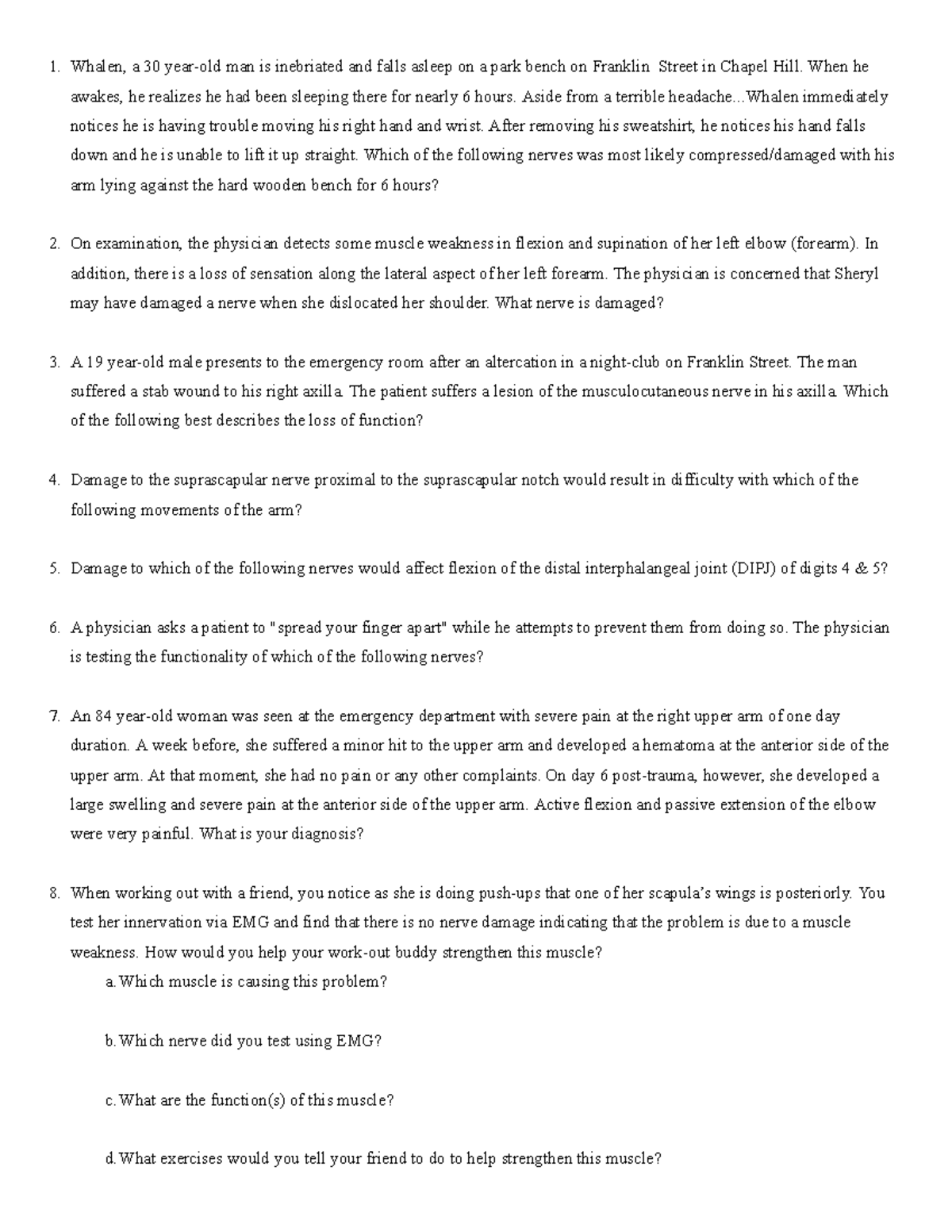Anatomy Practice Questions for Exam Preparation - Studocu