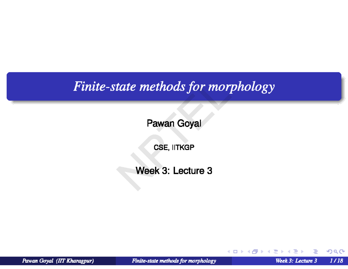 CSE Week 3: Lecture 3 - Methods for Morphological Analysis - Studocu