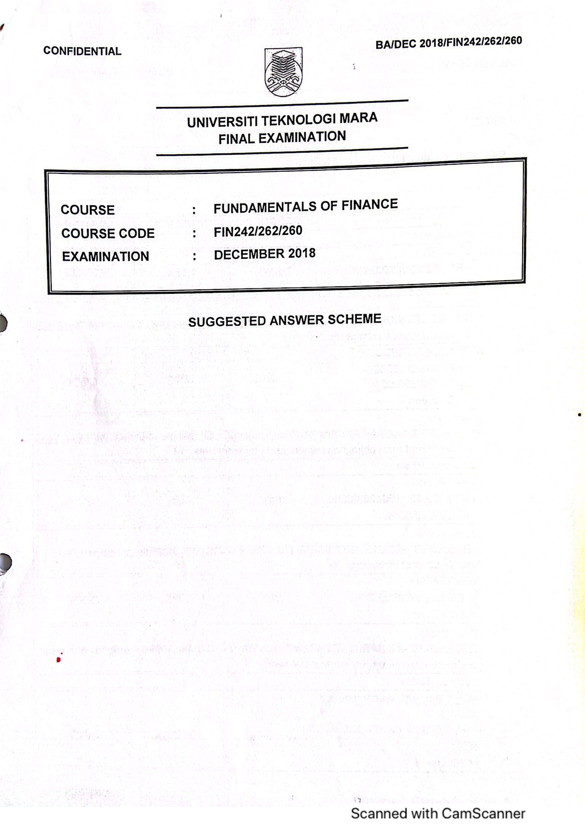 FIN242 - December 2018 Exam Study Guide - Studocu